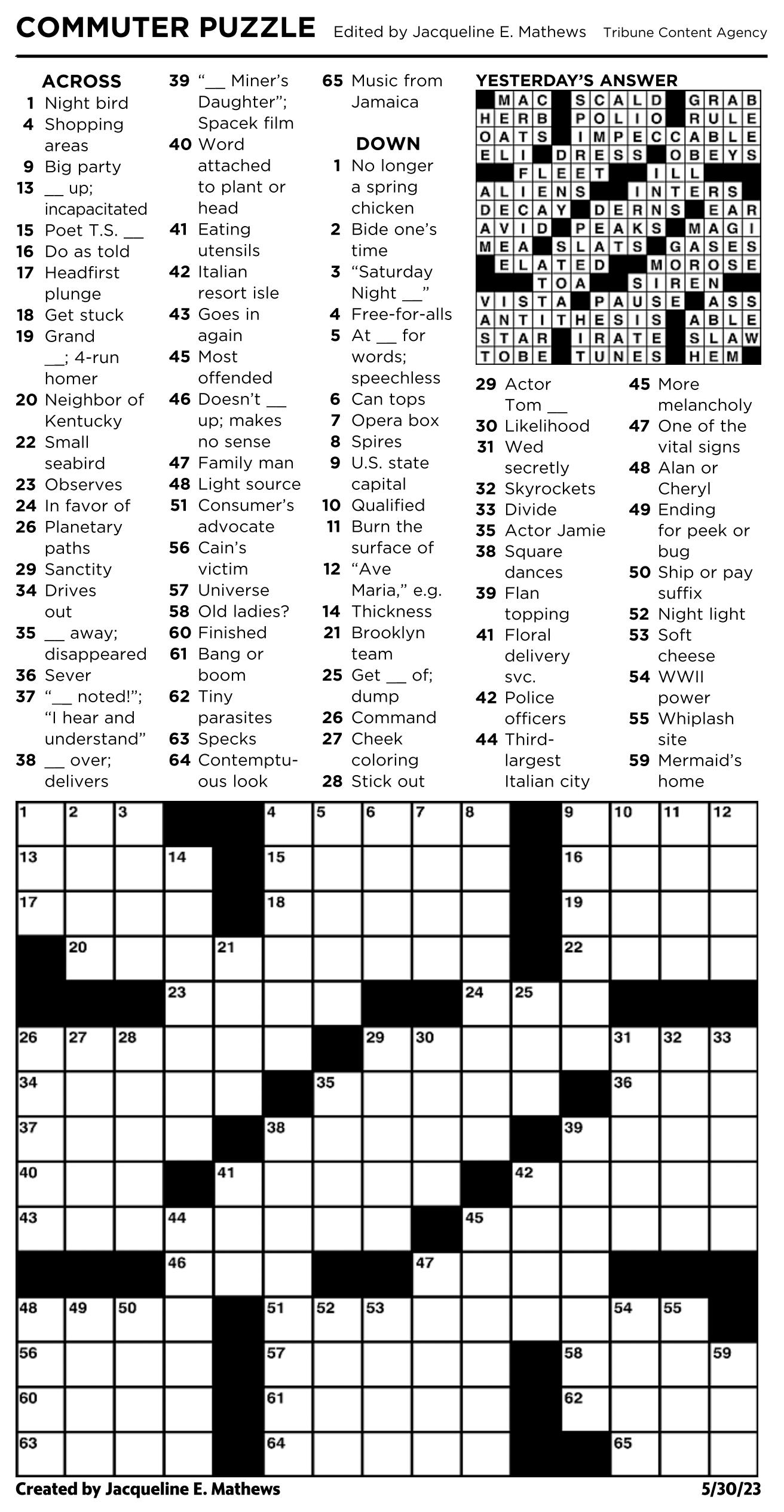 Commuter Daily Crossword - Puzzles
