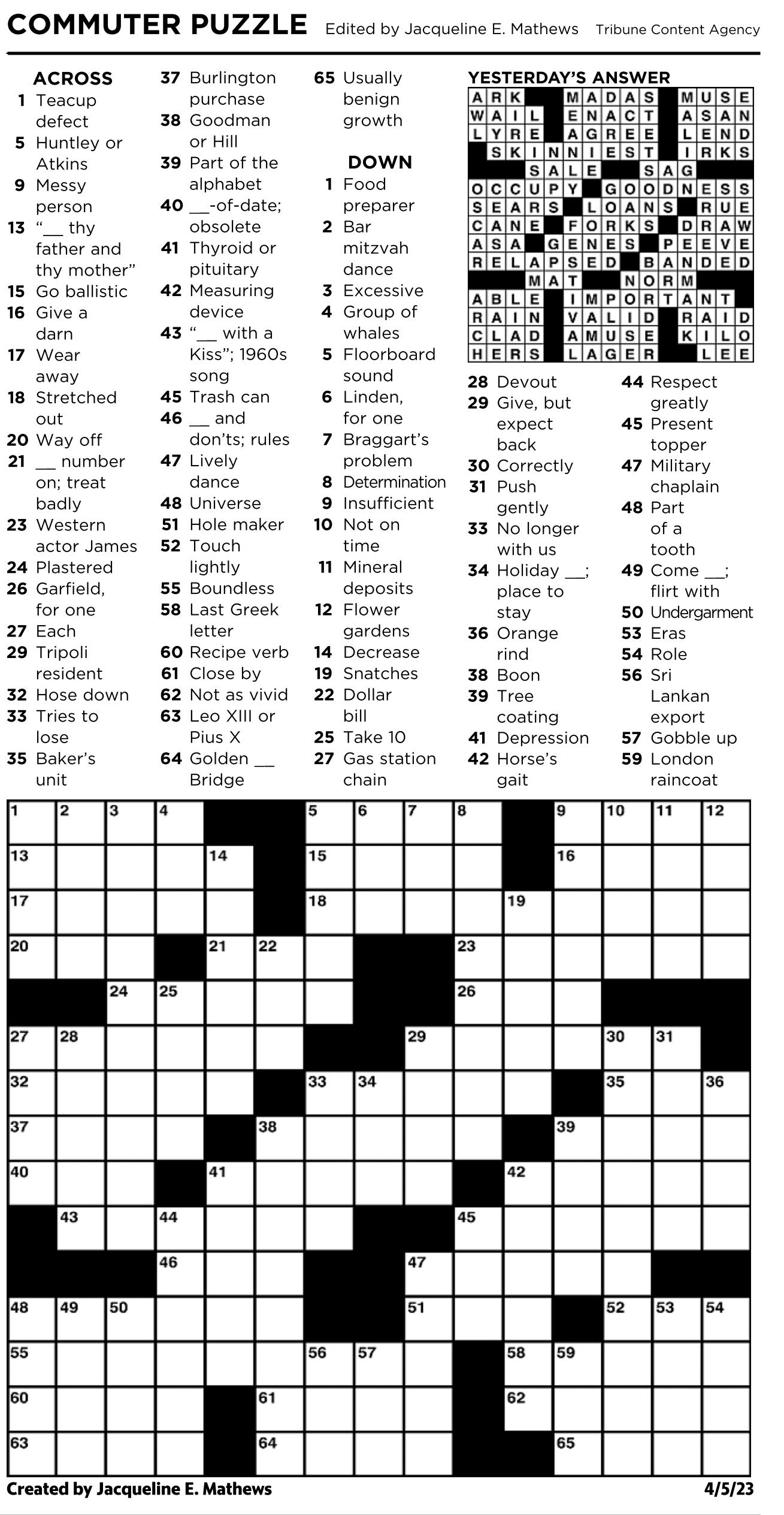 Commuter Daily Crossword - Puzzles