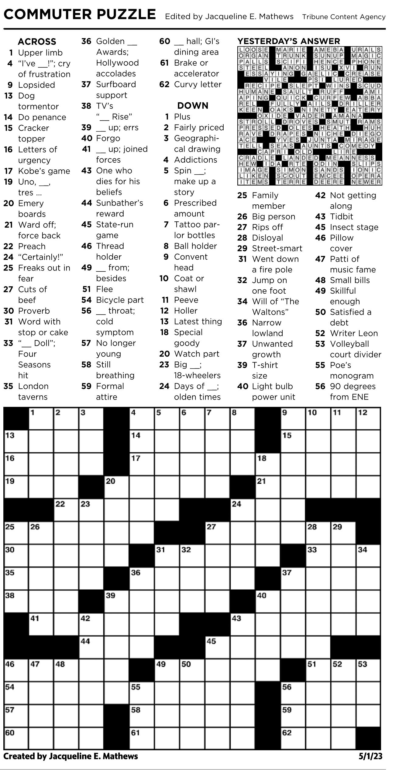 Commuter Daily Crossword - Puzzles