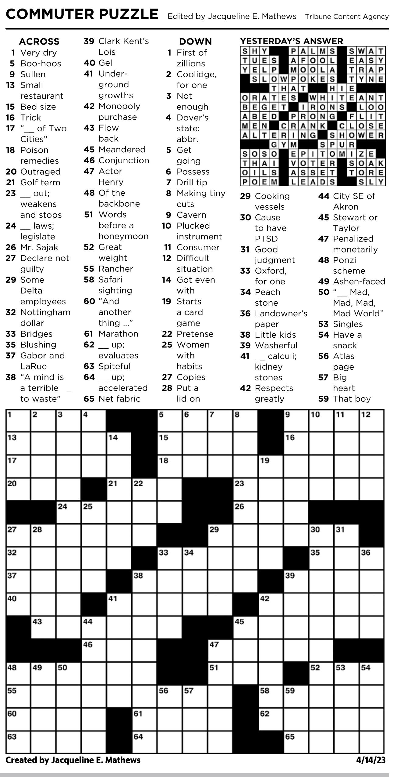 Commuter Daily Crossword - Puzzles