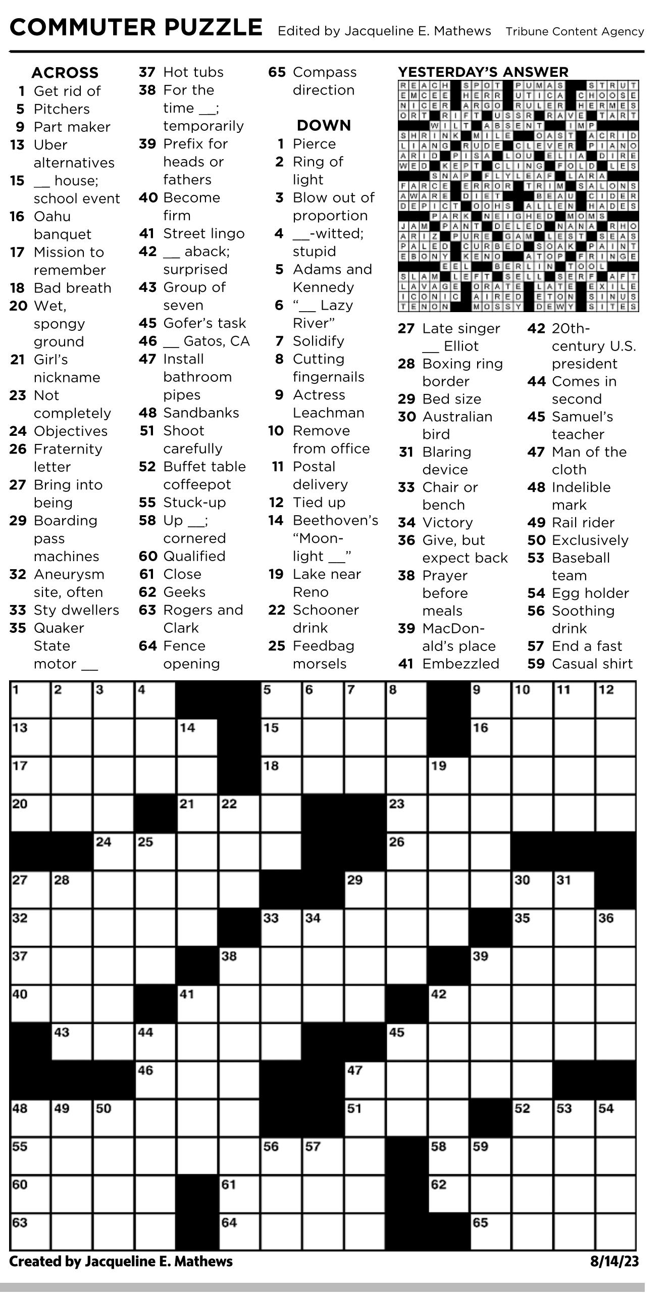 Commuter Daily Crossword - Puzzles