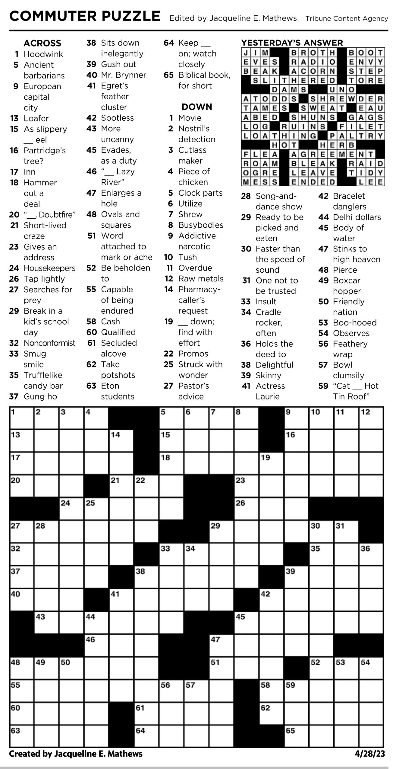 Commuter Daily Crossword - Puzzles