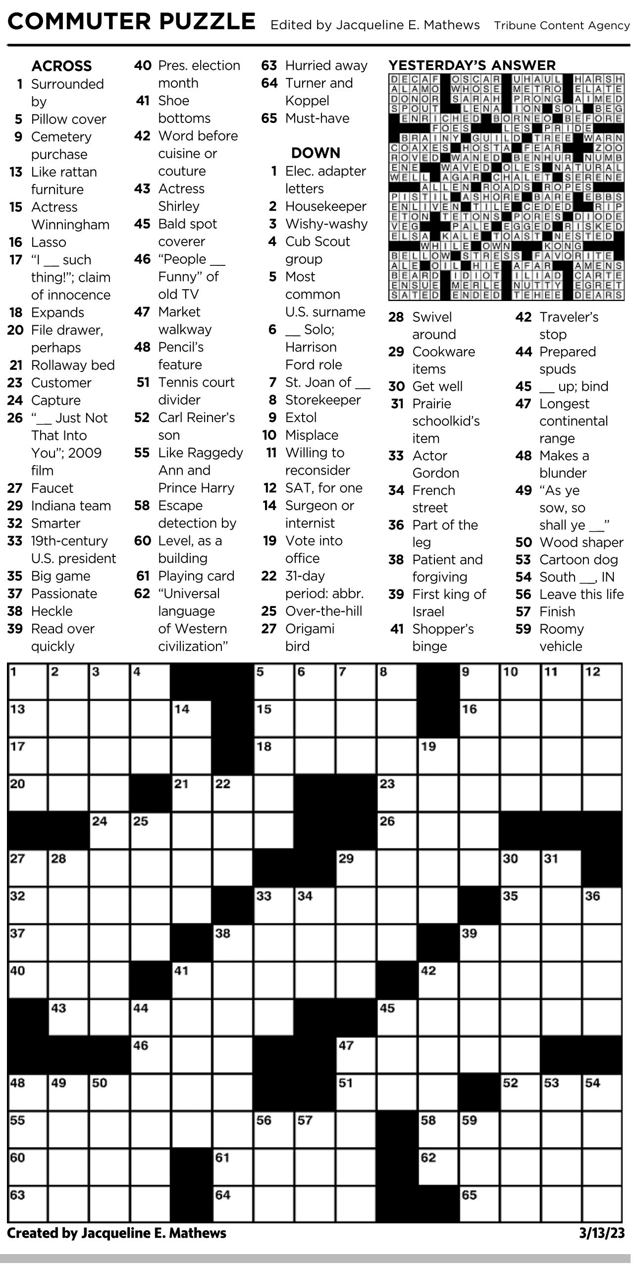 Commuter Daily Crossword - Puzzles