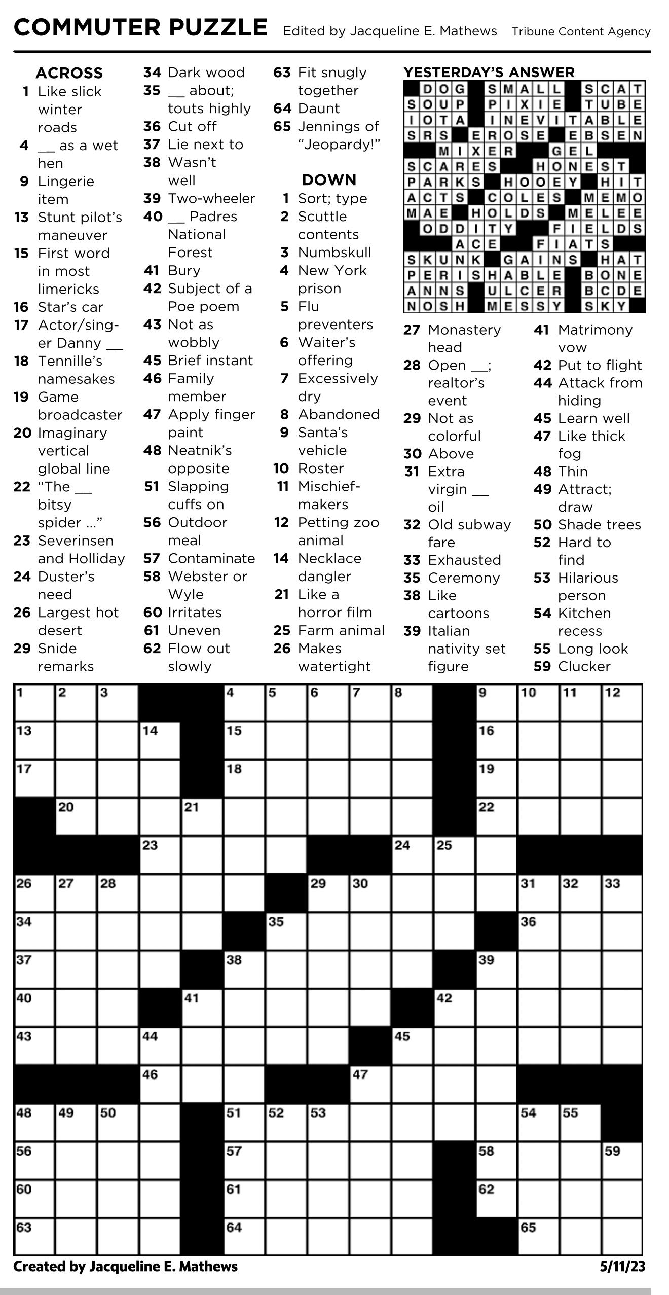 Commuter Daily Crossword - Puzzles