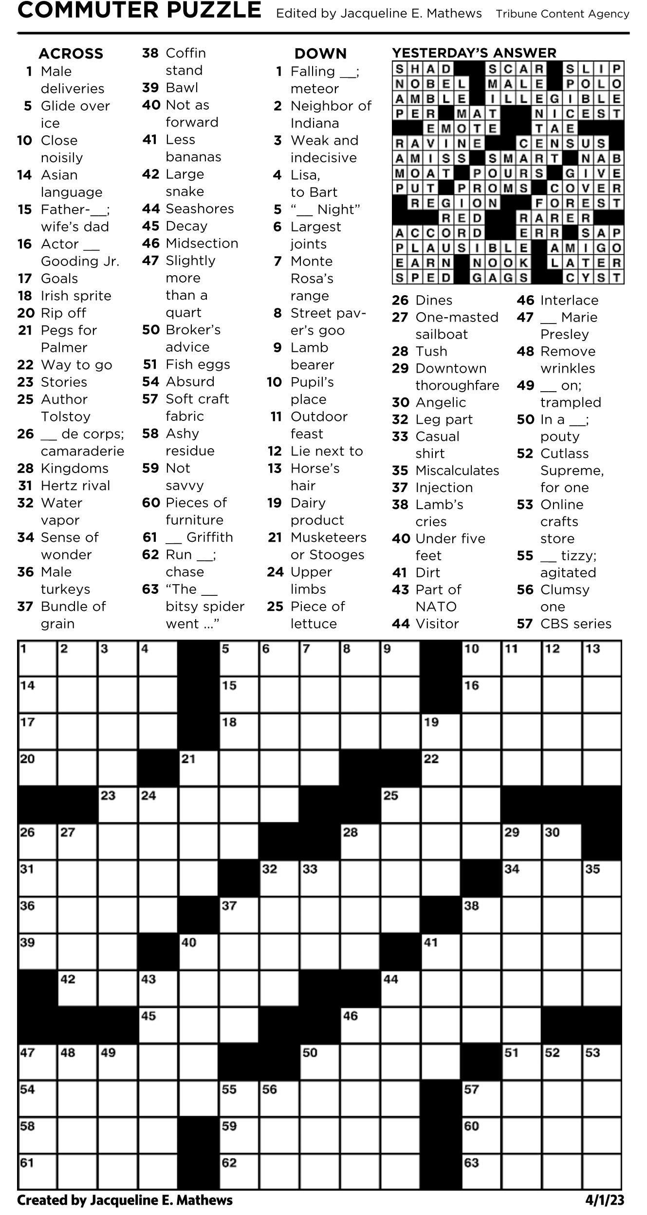Commuter Daily Crossword - Puzzles
