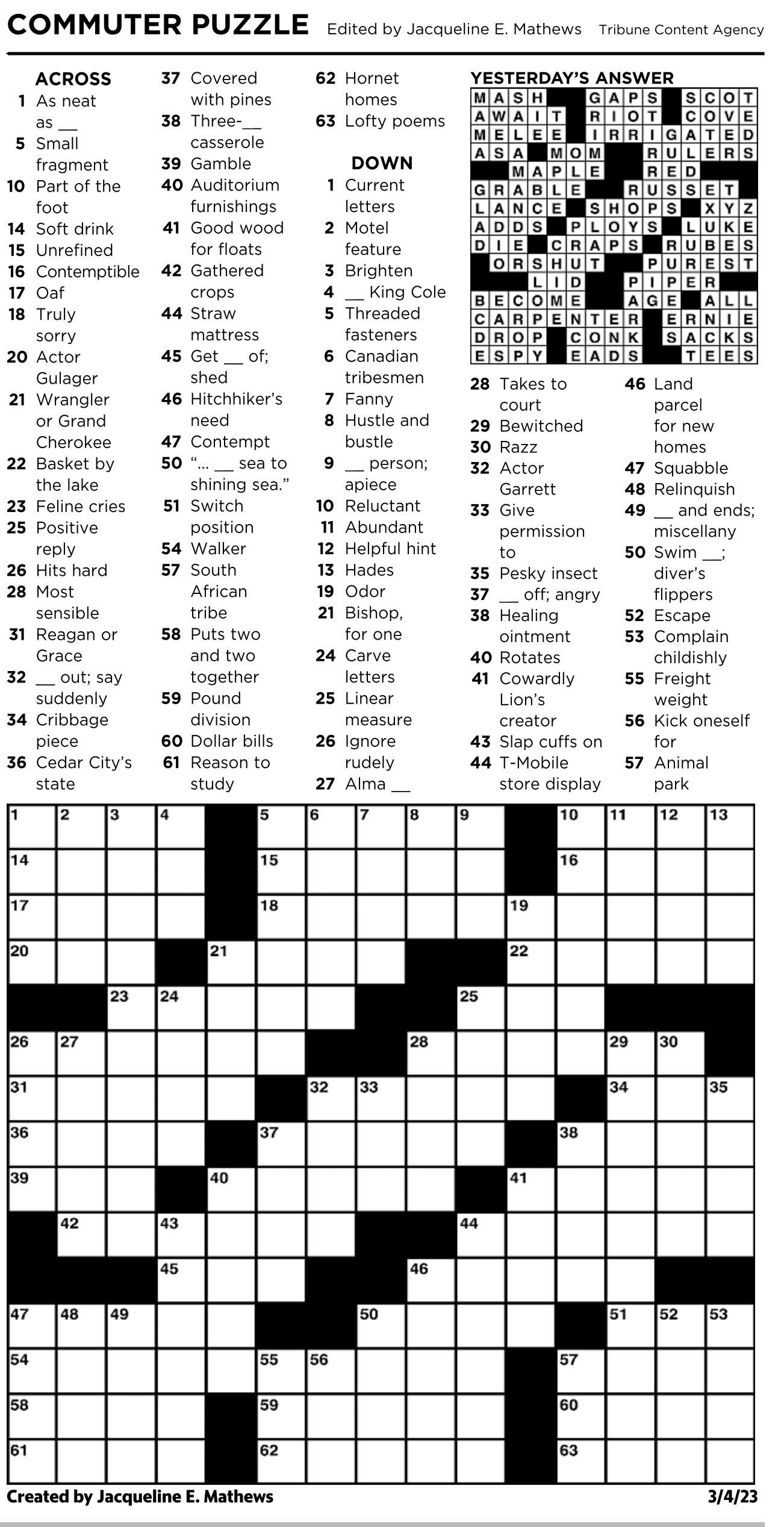 Commuter Daily Crossword - Puzzles