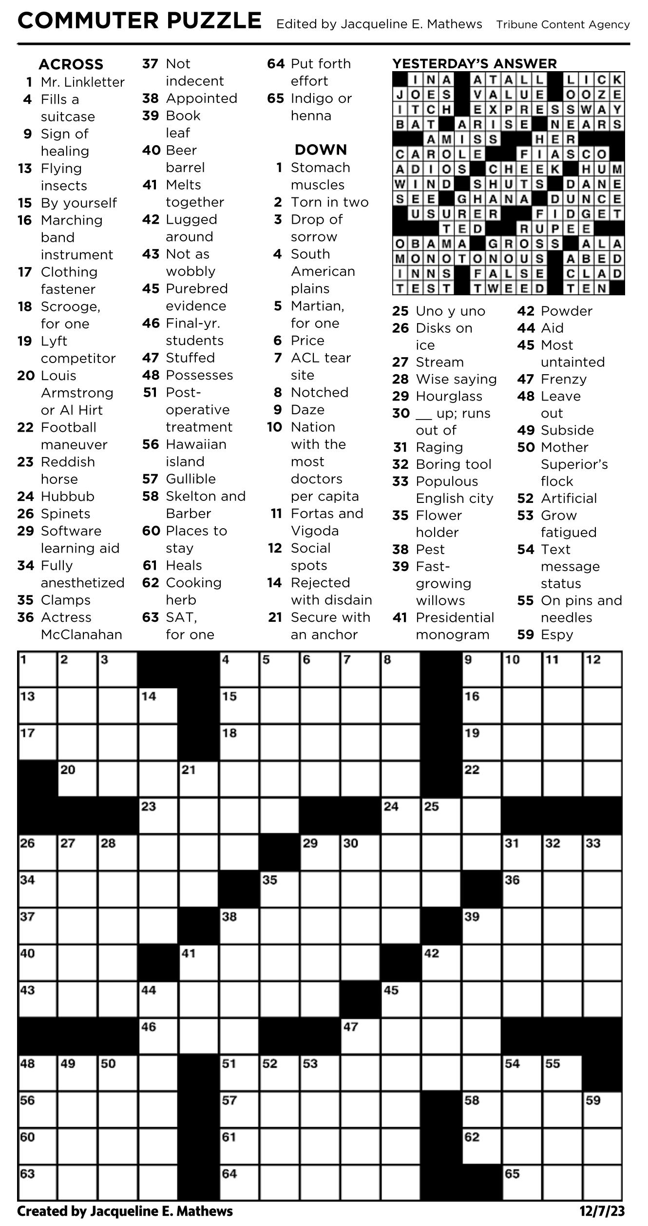 Commuter Daily Crossword - Puzzles