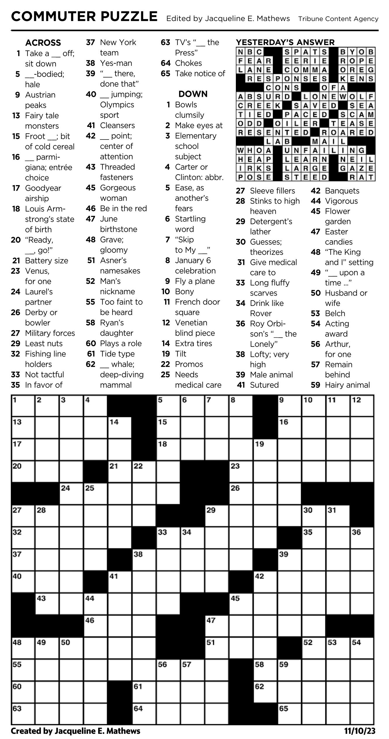 Commuter Daily Crossword - Puzzles