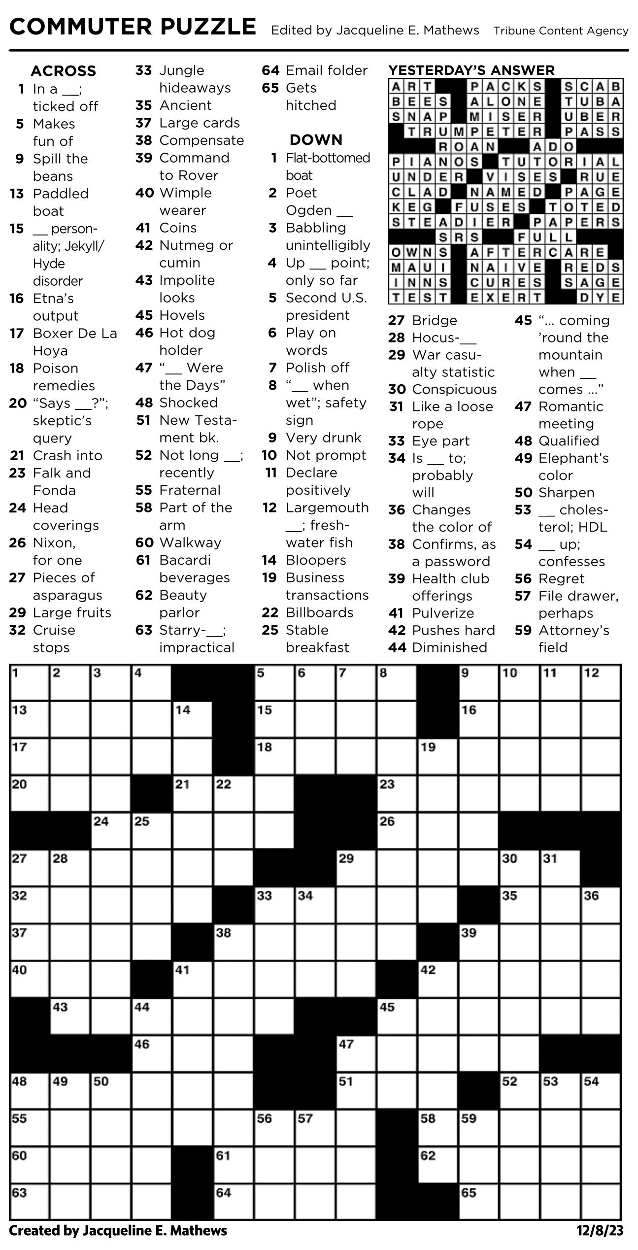 Commuter Daily Crossword - Puzzles