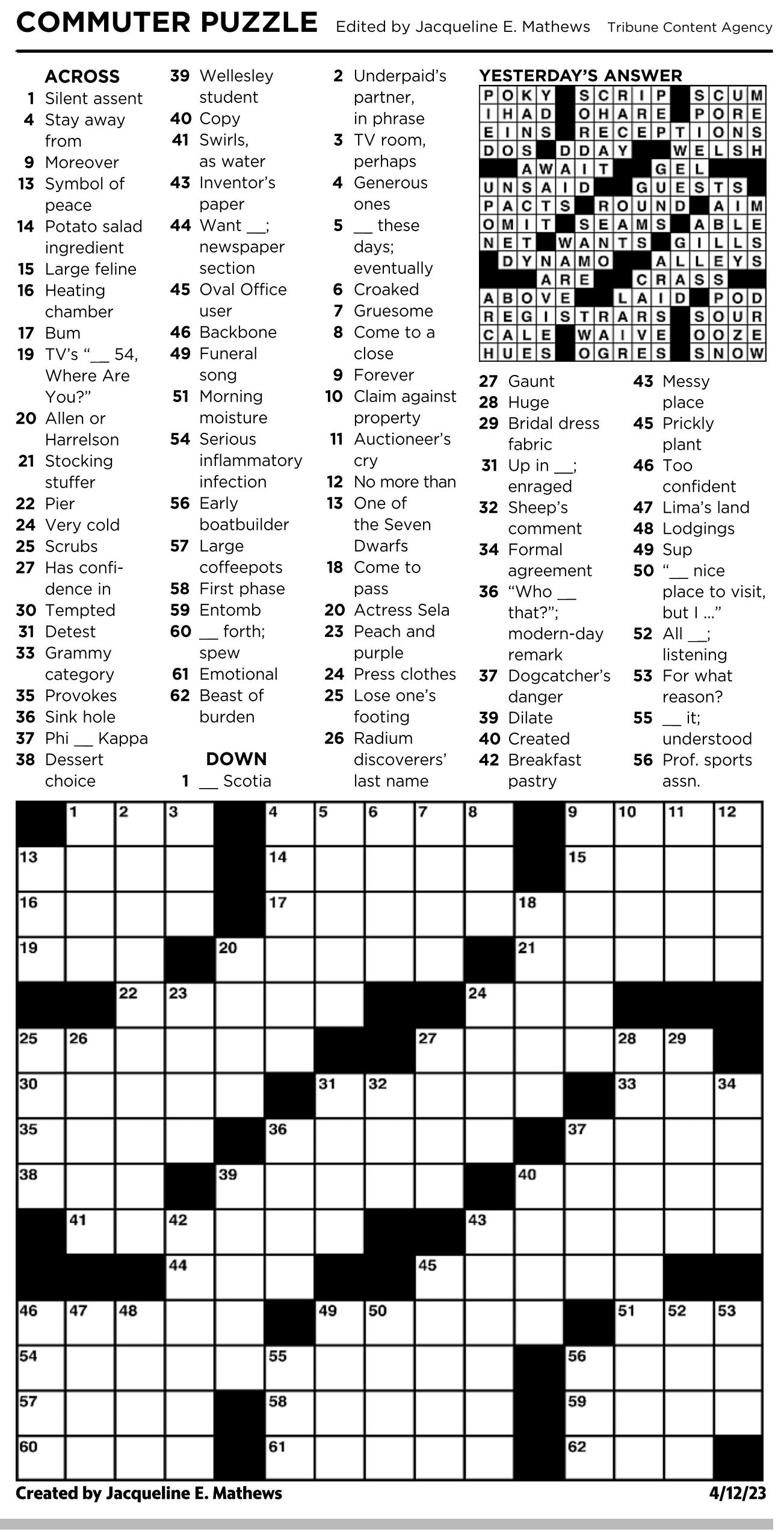 Commuter Daily Crossword - Puzzles