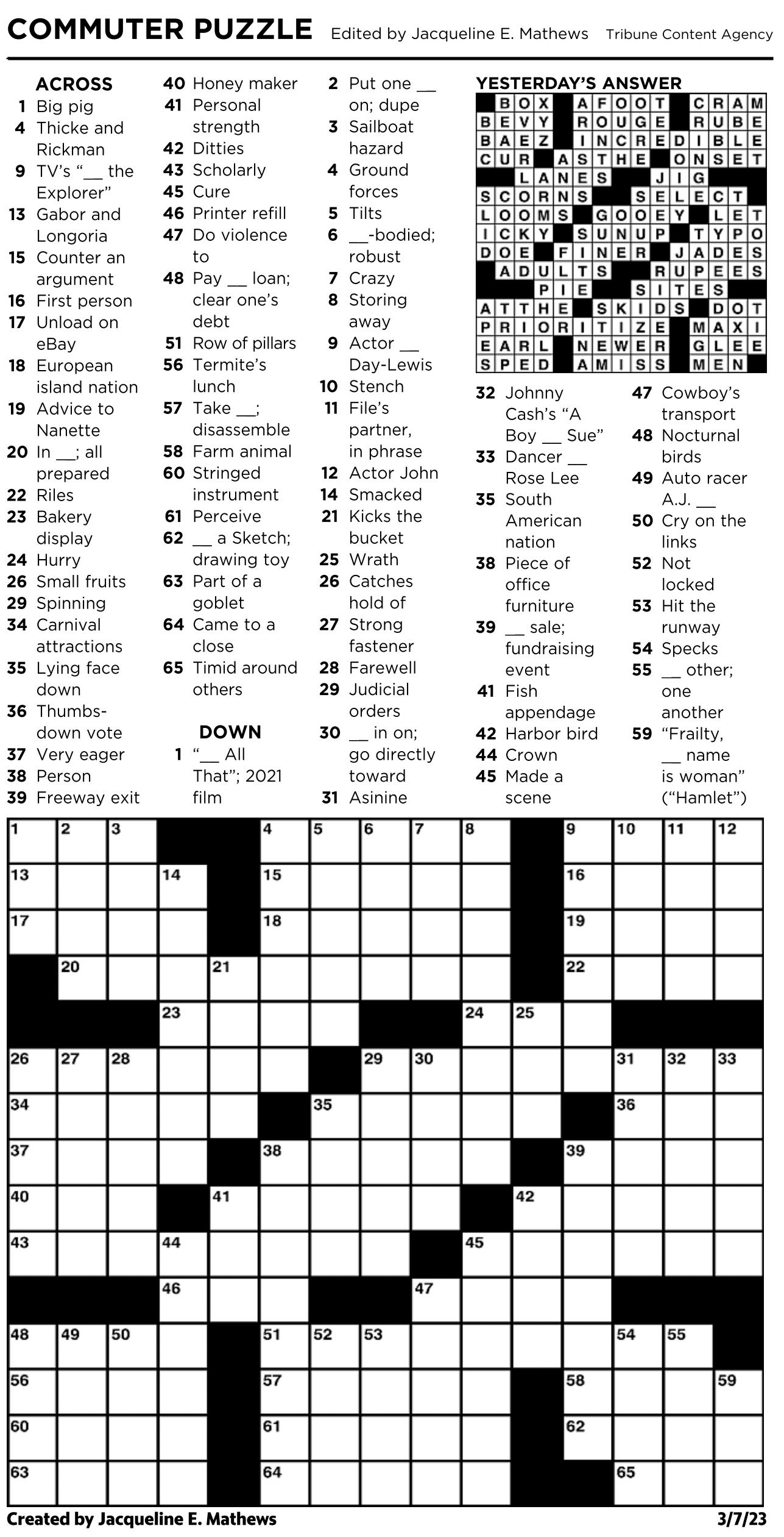 Commuter Daily Crossword - Puzzles