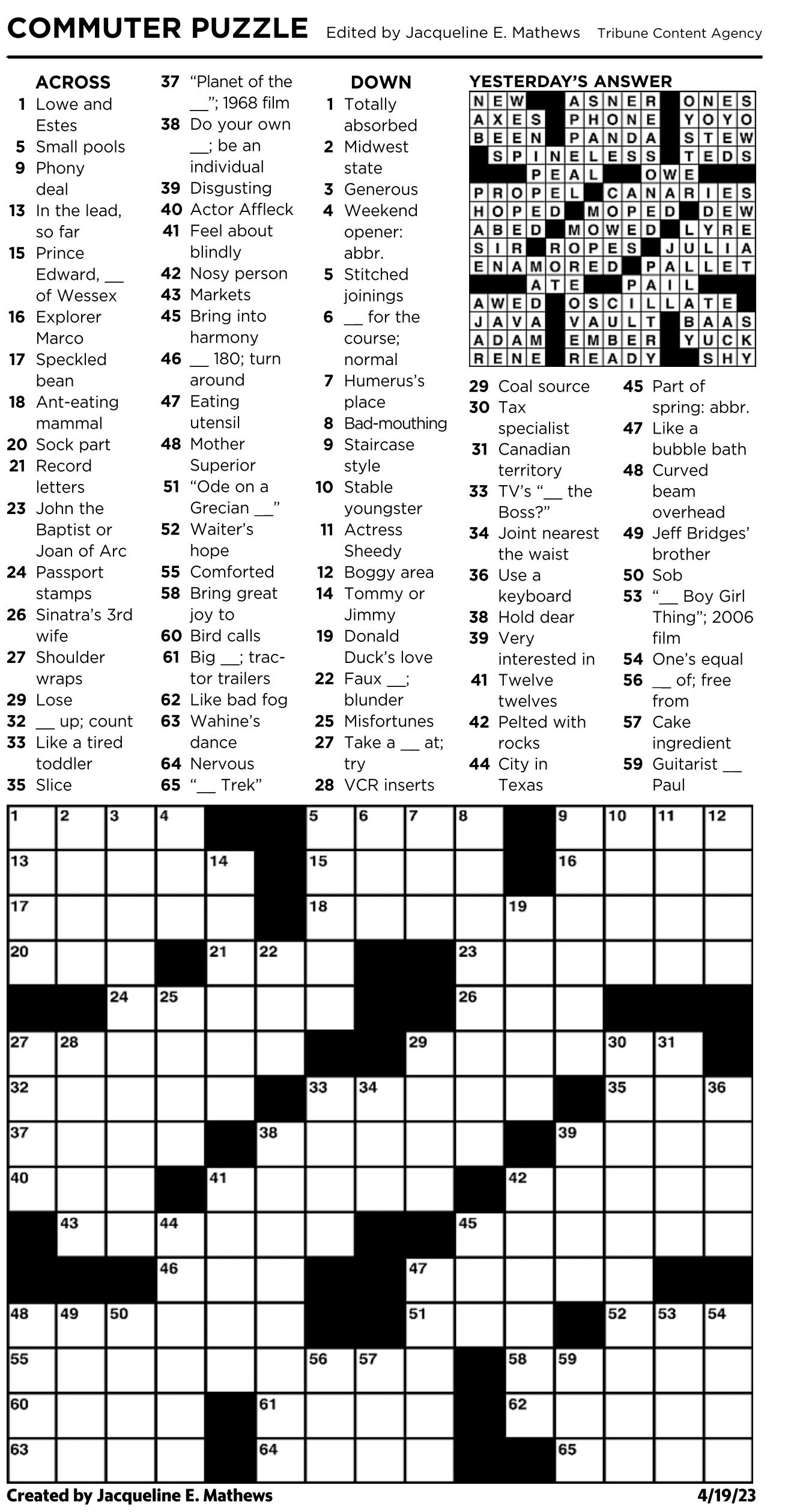 Commuter Daily Crossword - Puzzles