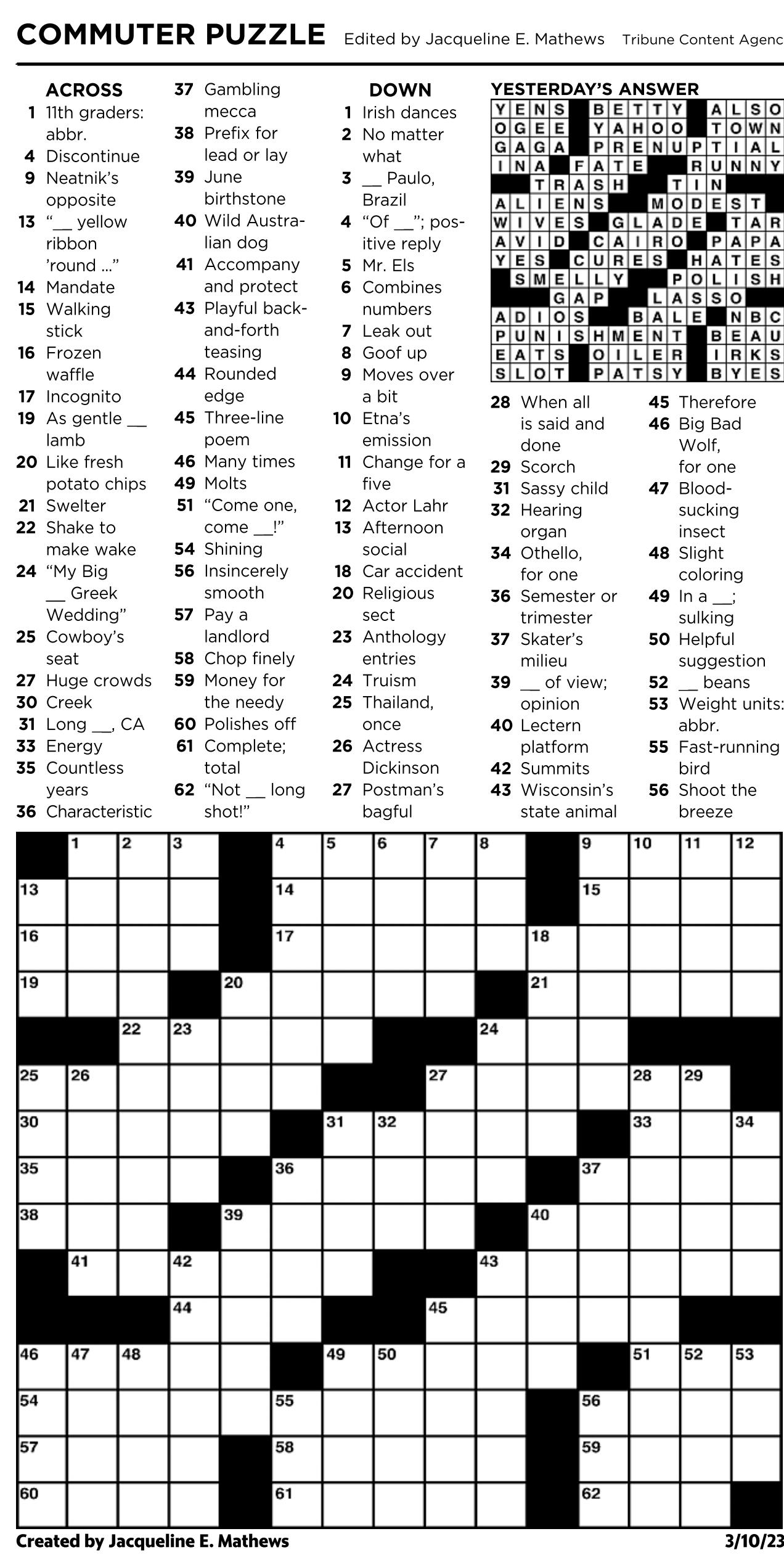 Commuter Daily Crossword - Puzzles
