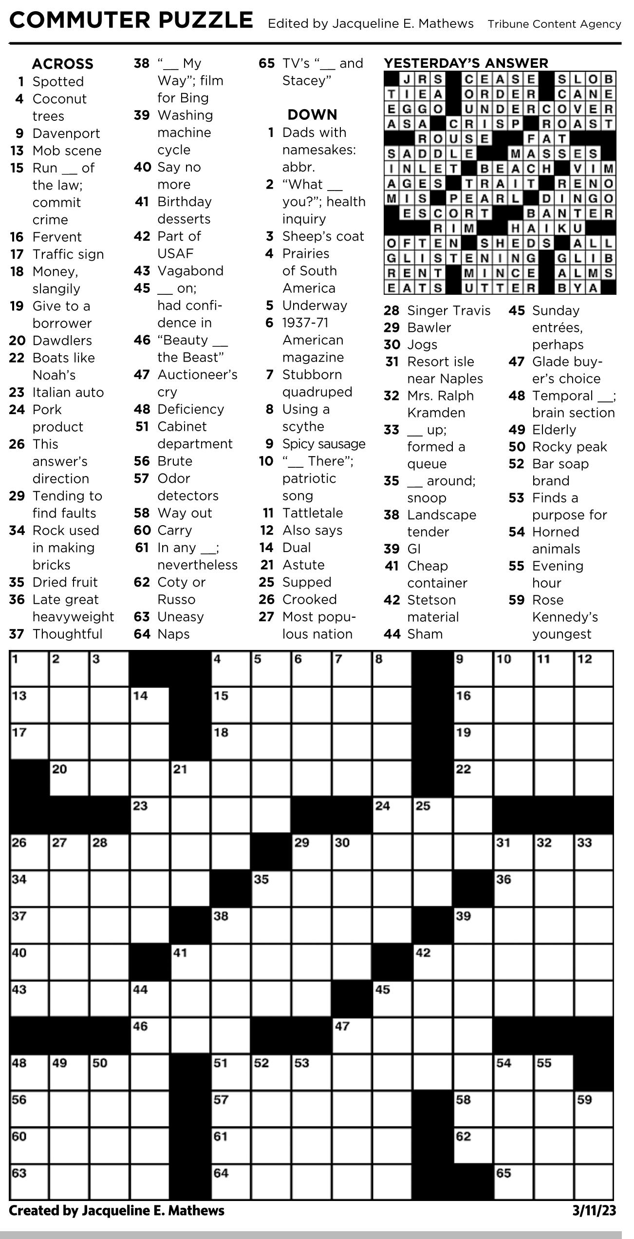 Commuter Daily Crossword - Puzzles