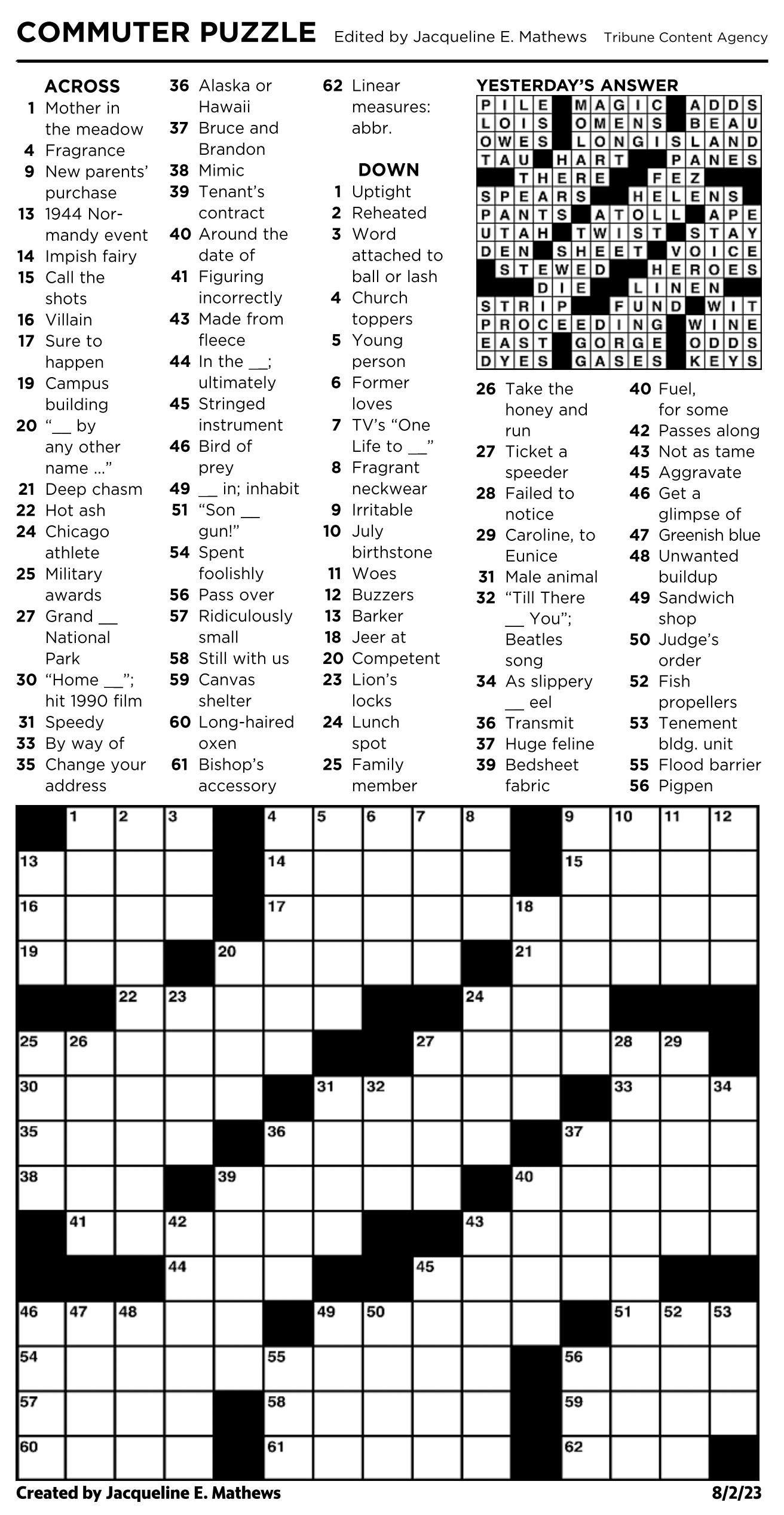 Commuter Daily Crossword - Puzzles
