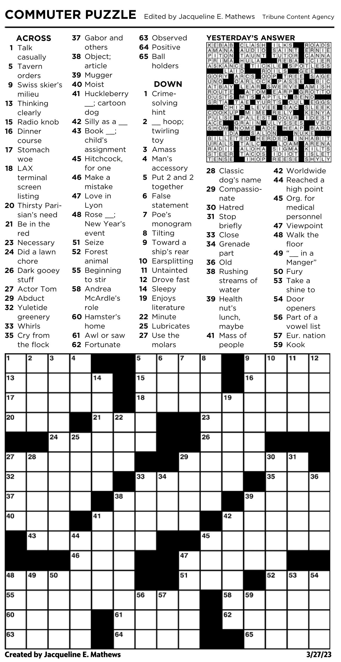 Commuter Daily Crossword - Puzzles