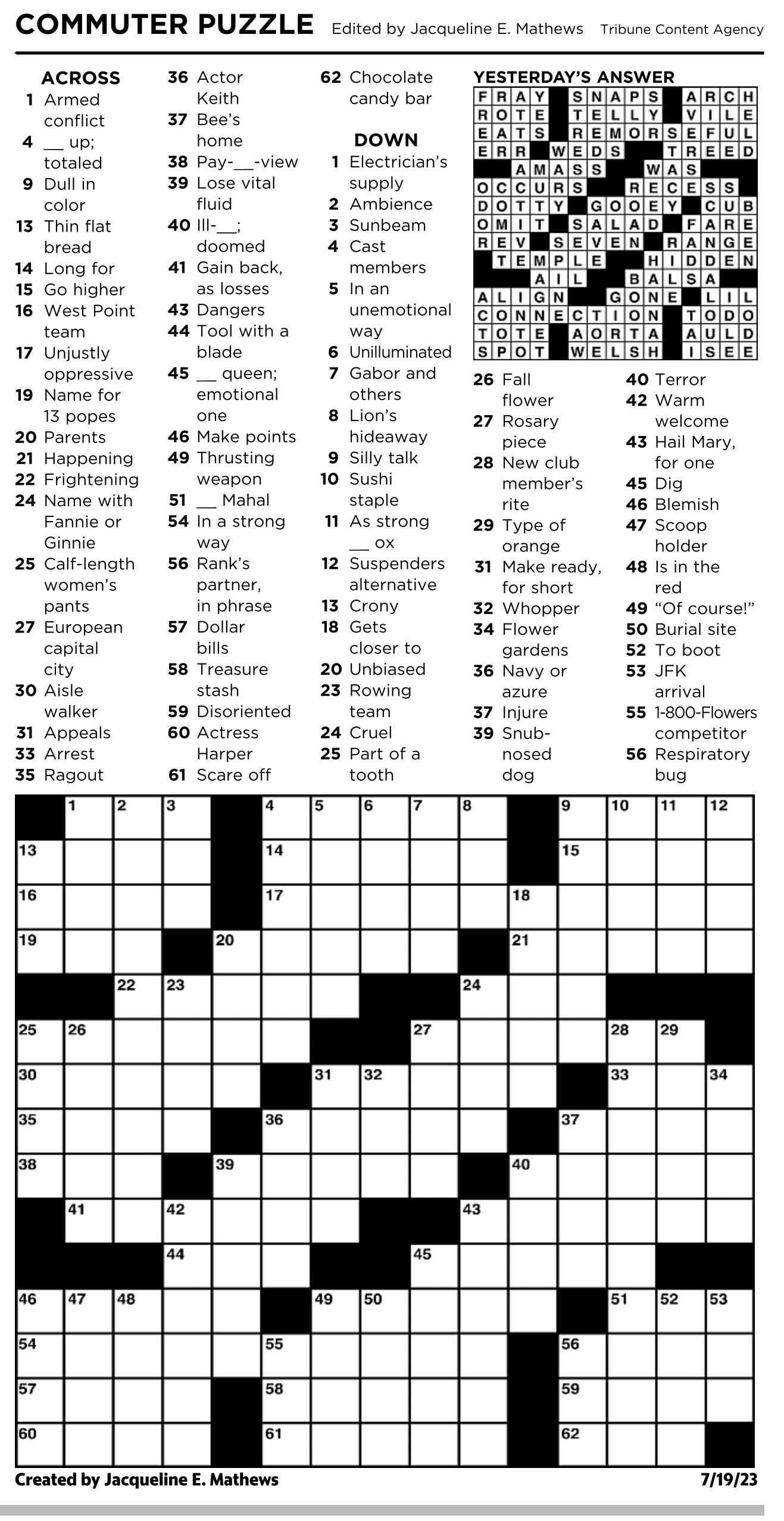 Commuter Daily Crossword - Puzzles