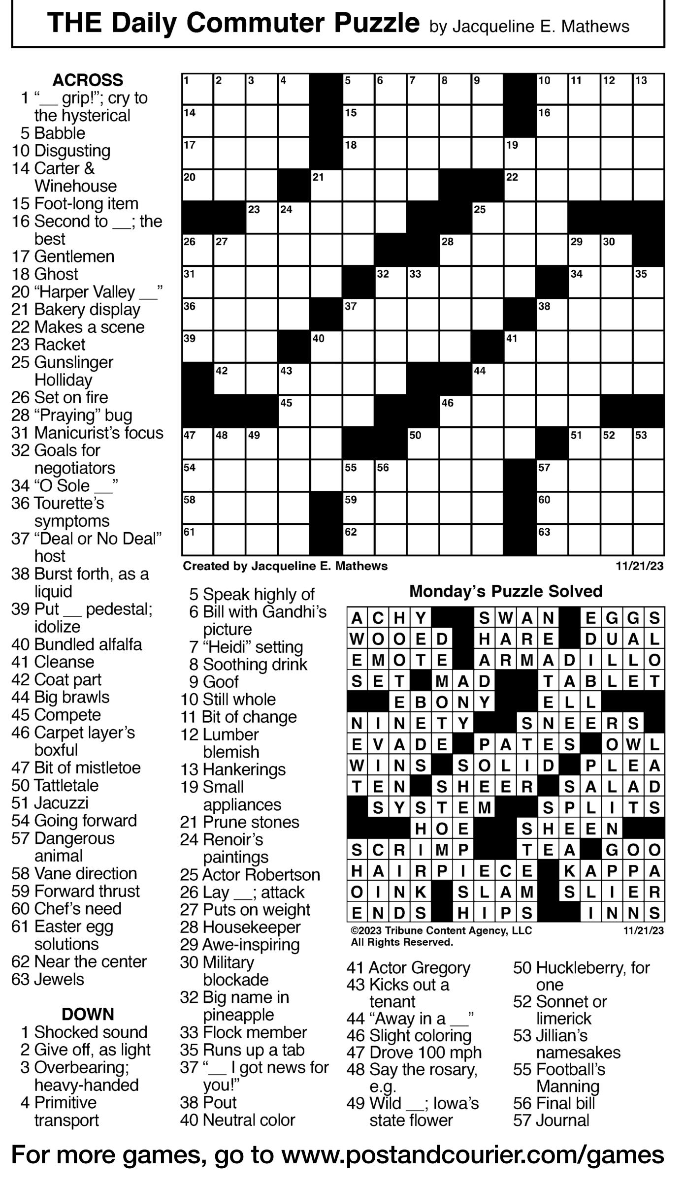 Commuter Daily Crossword - Puzzles