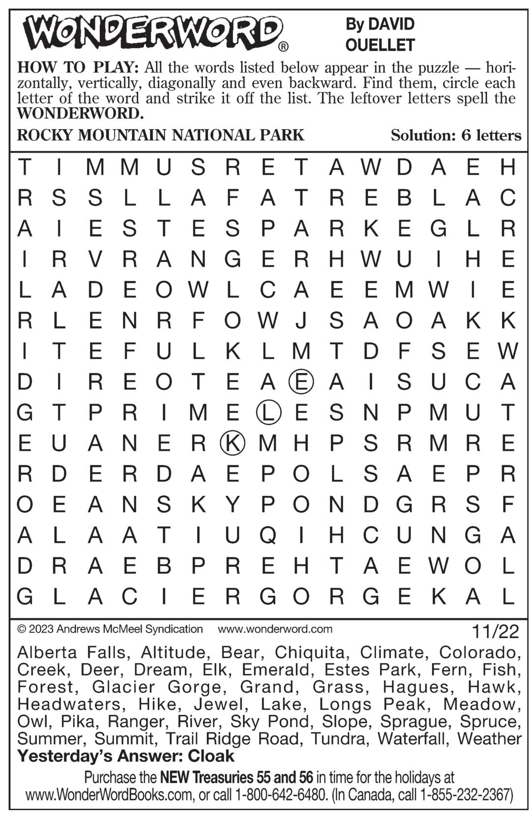 Wonderword - Puzzles - San Gabriel Valley Tribune