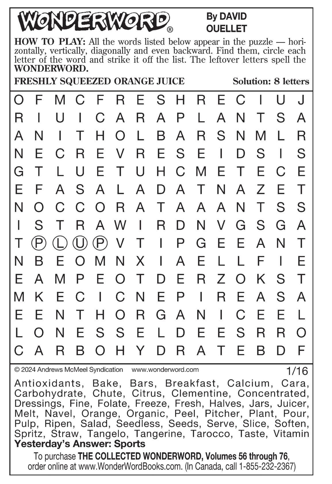 Wonderword - Puzzles - San Gabriel Valley Tribune