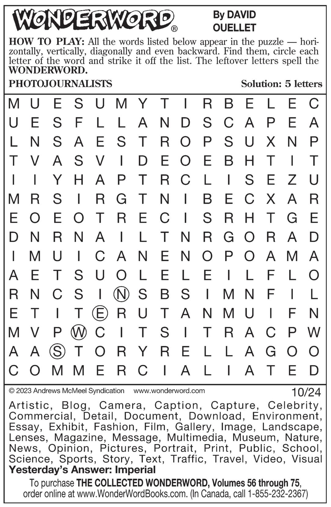 Wonderword - Puzzles - San Gabriel Valley Tribune