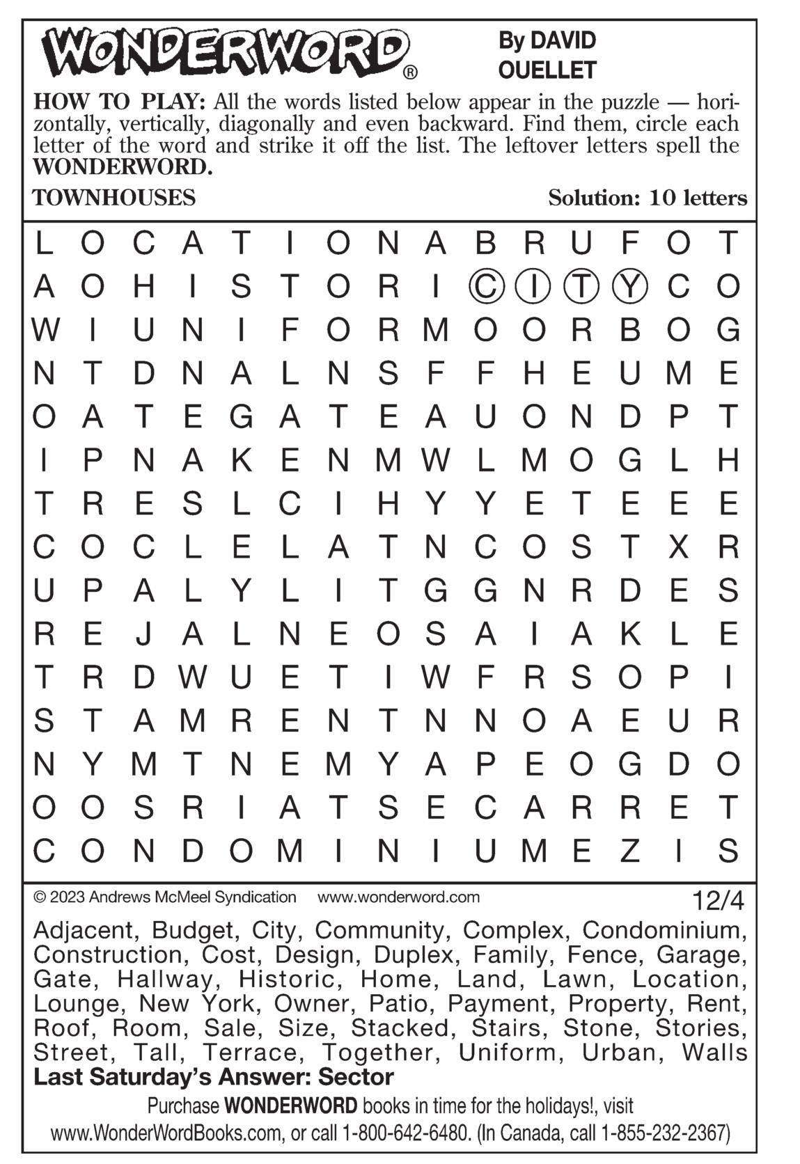 Wonderword - Puzzles - San Gabriel Valley Tribune
